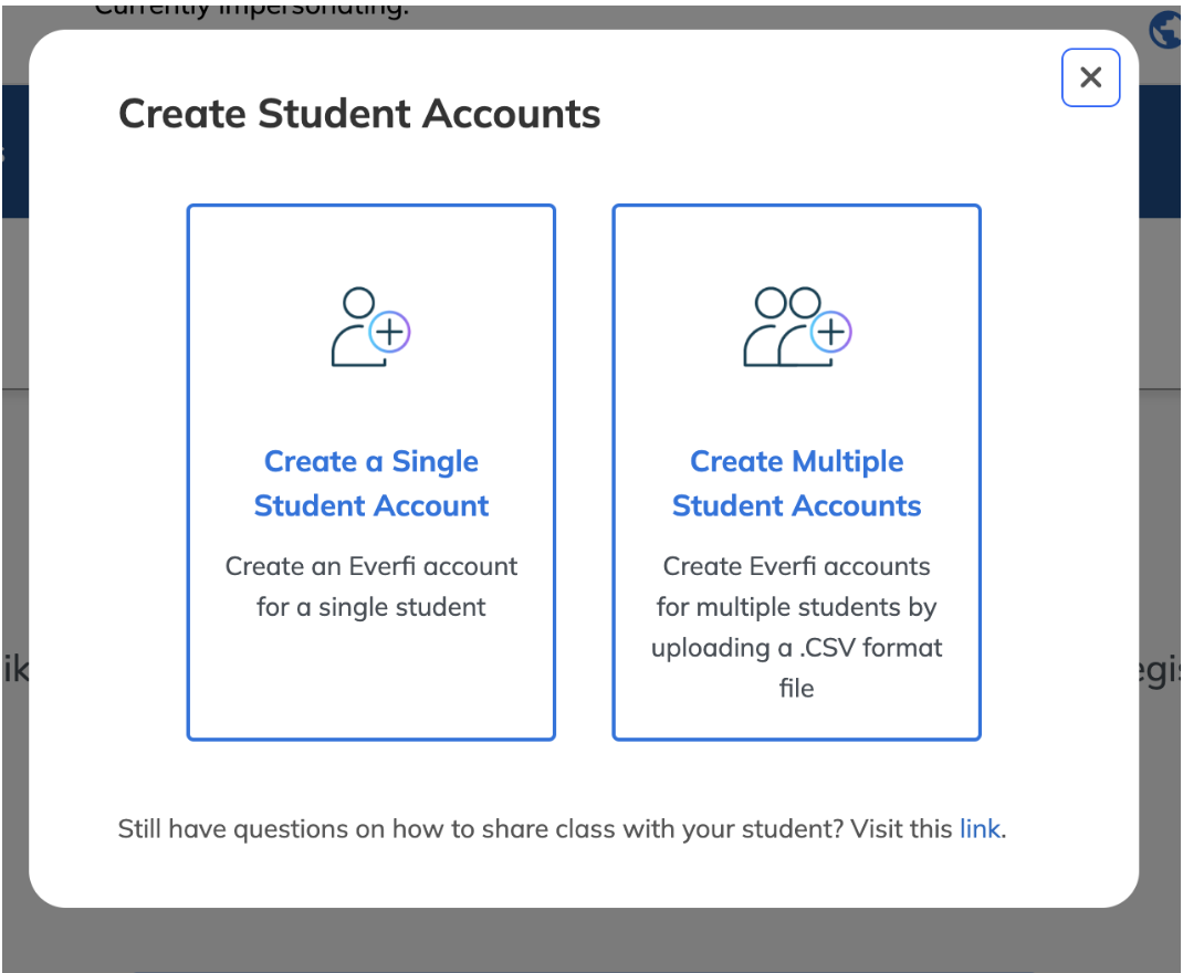 Creating a Single Student Account